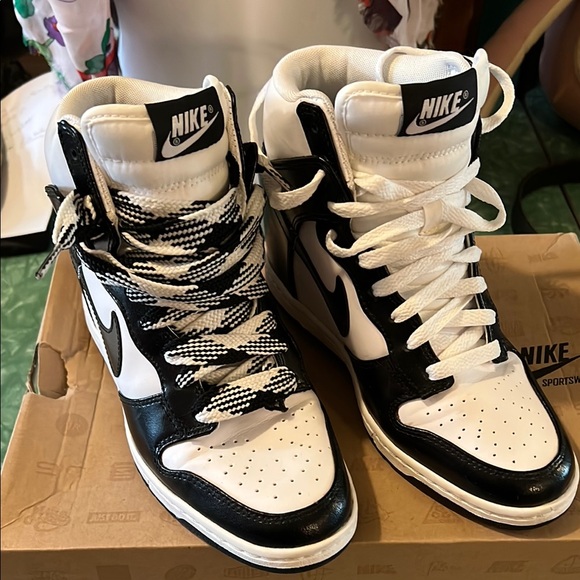 Nike | Shoes | Sky Hi Dunk Nike Black And White Hightop Sneakers | Poshmark